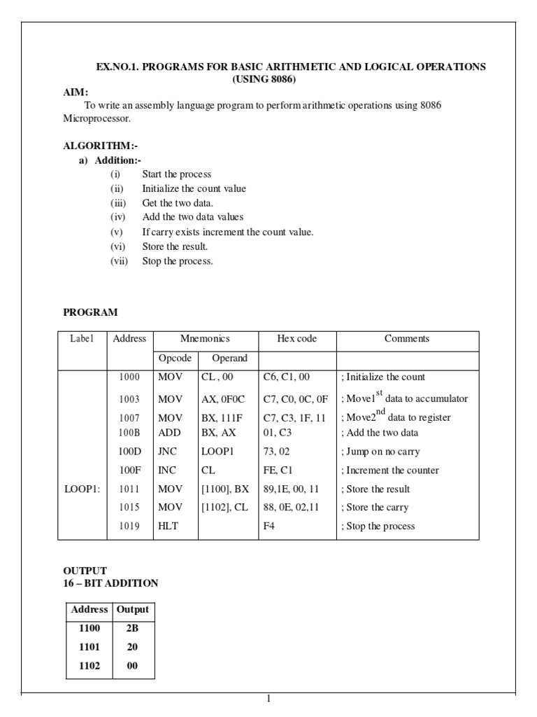 Ec8681-Microprocessors and Microcontrollers Lab-1732123961-Cse IV MP Lab Manual Fin | PDF ...