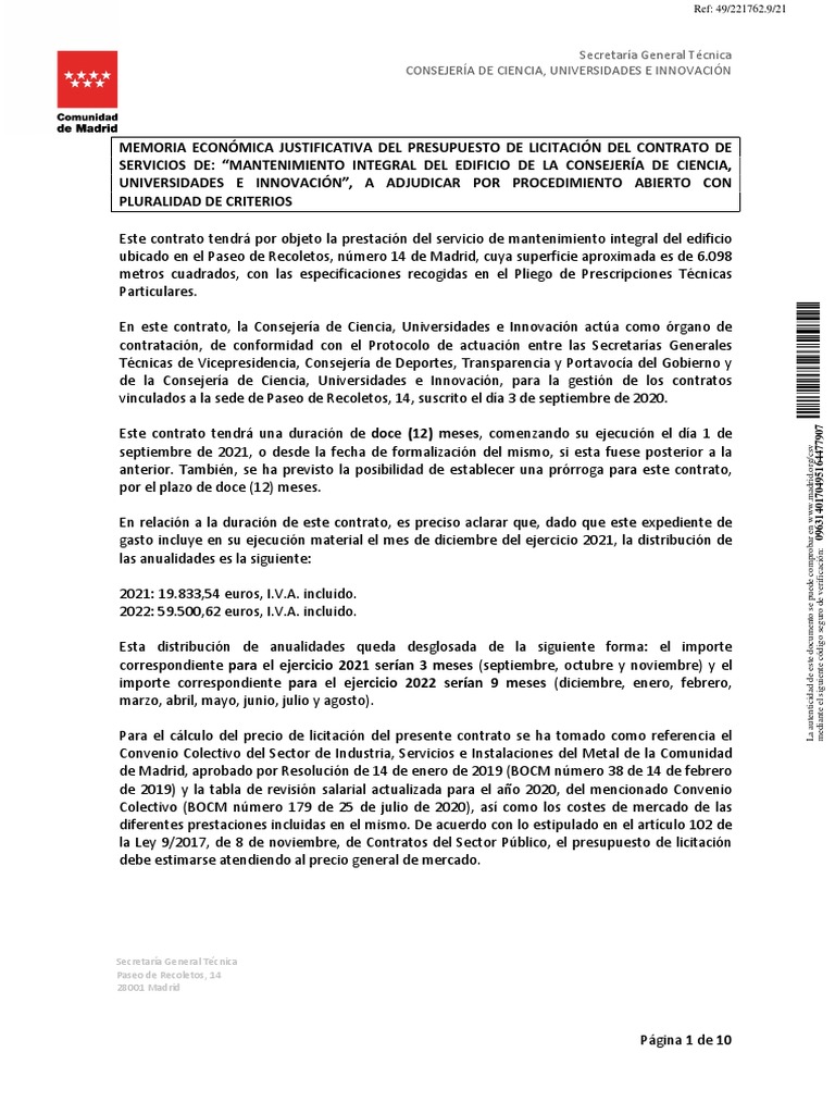 Memoria Economica y Anualid Futuras 3 | PDF | Salario | Presupuesto
