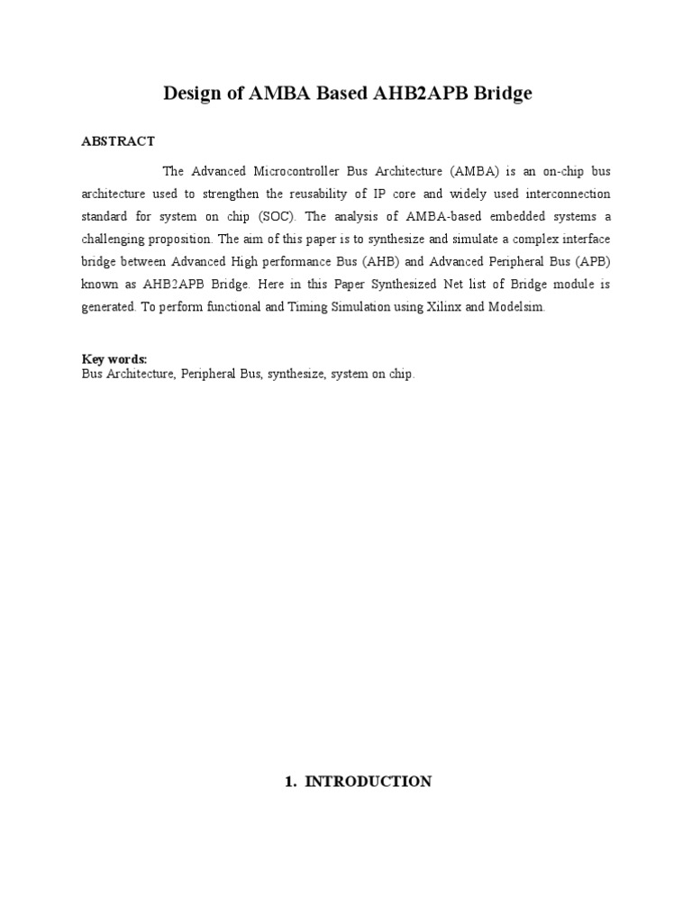 Design of AMBA Based AHB2APB Bridge | PDF | Microcontroller | System On ...