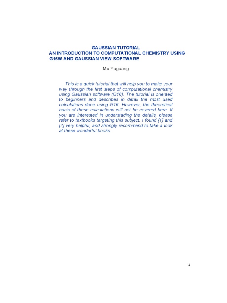 Gaussiantutorial Pdf Molecular Orbital Physical Sciences