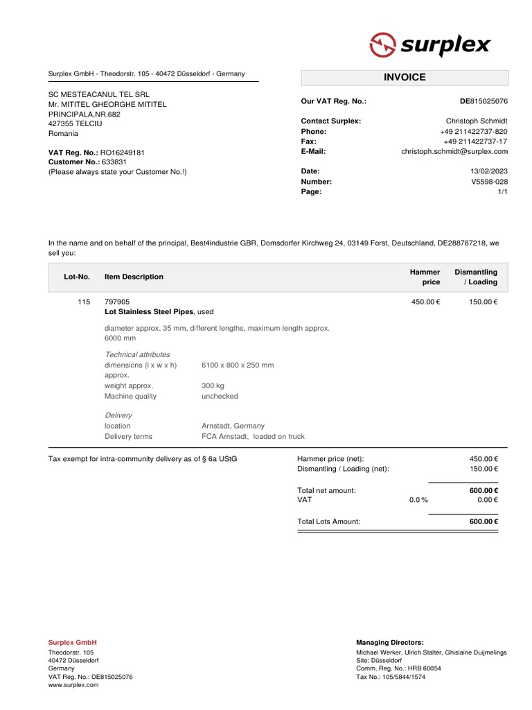 Invoice 317854 | PDF | Value Added Tax | Invoice