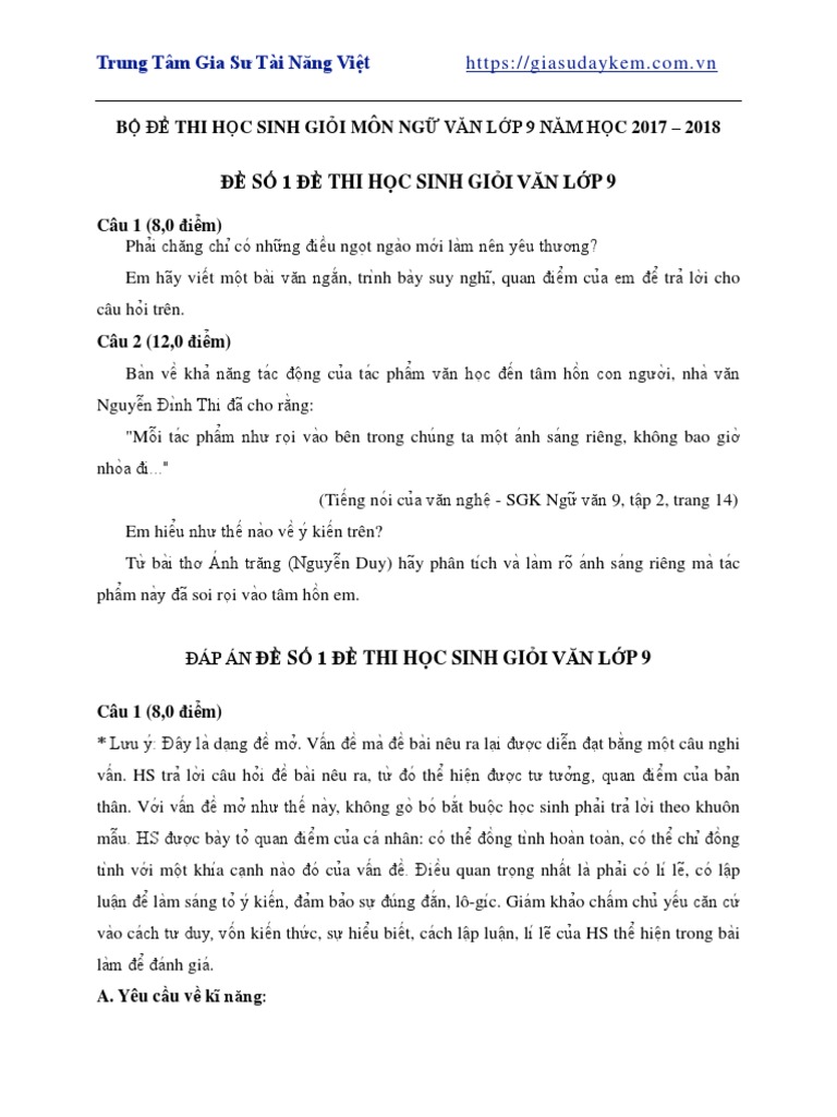 Đề Thi HSG Văn 9 | PDF