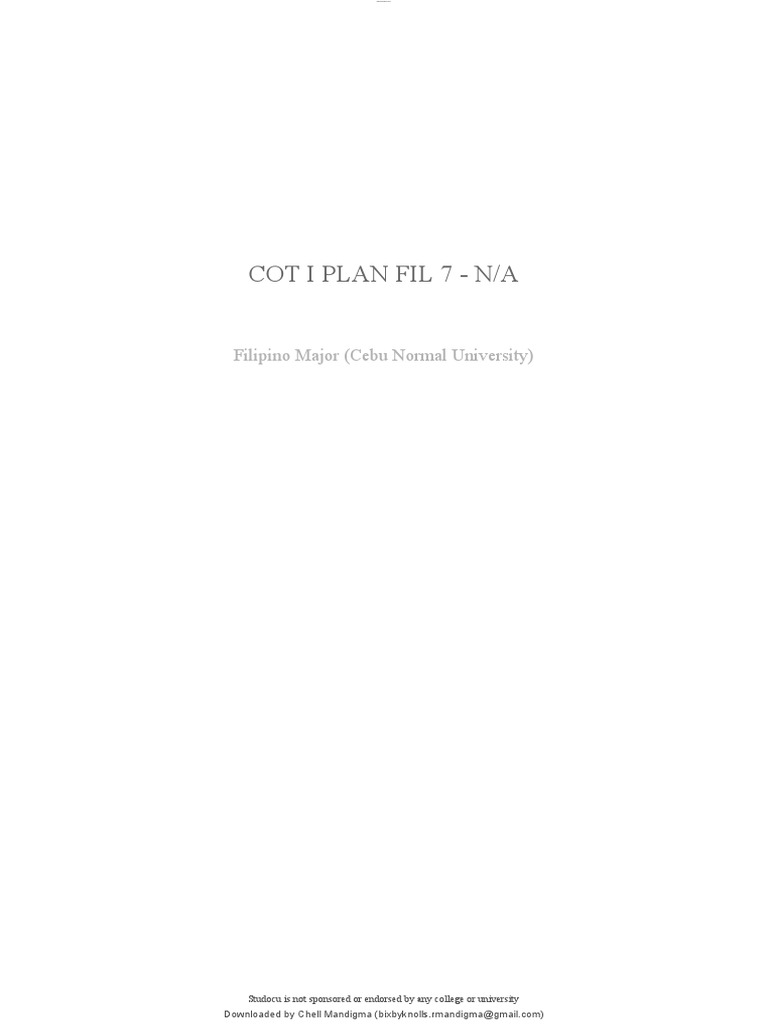 Cot I Plan Fil 7 Na | PDF | Speech | Linguistics