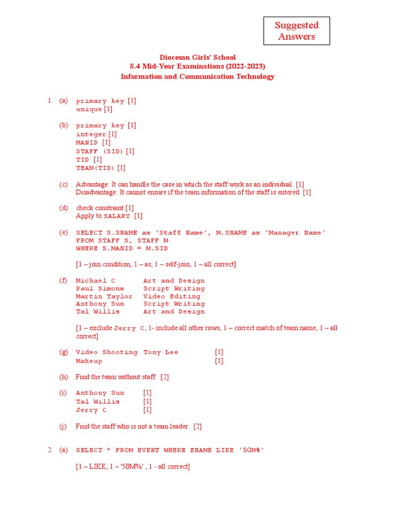 2022-23 S4 Mid-Year (1) Suggested Answer | PDF | Data Management ...