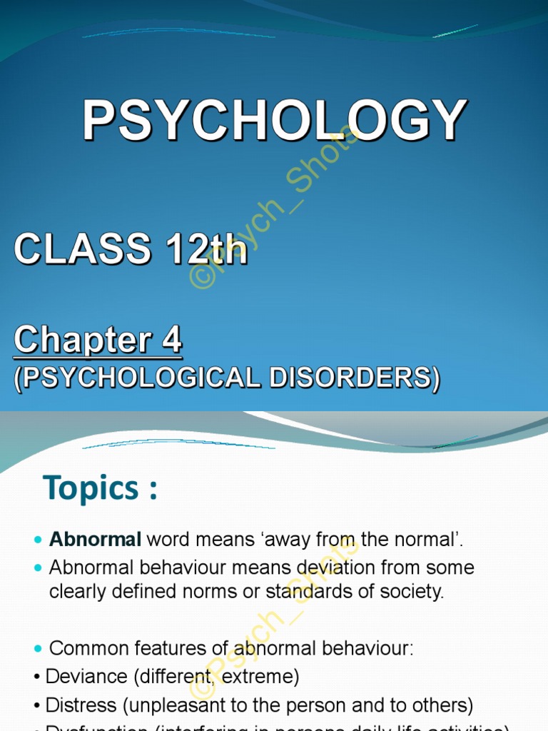 Chapter 4 Class 12 Psychology | PDF | Mental Disorder | Emotions