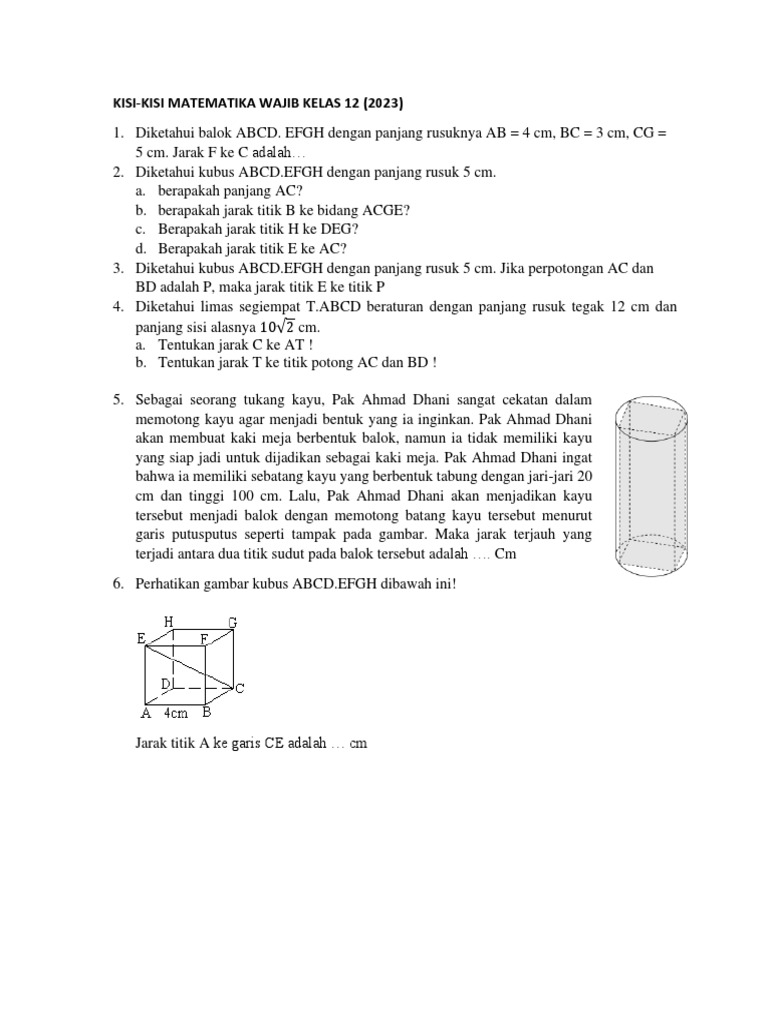 Kisi Kisi Mat Wajib 2023 | PDF | Olahraga & Rekreasi | Metode & Bahan Ajar