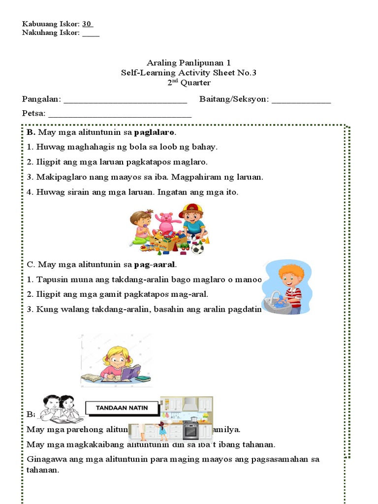 Qt2 Act.3-Mga Alituntunin Sa Pamilya | PDF