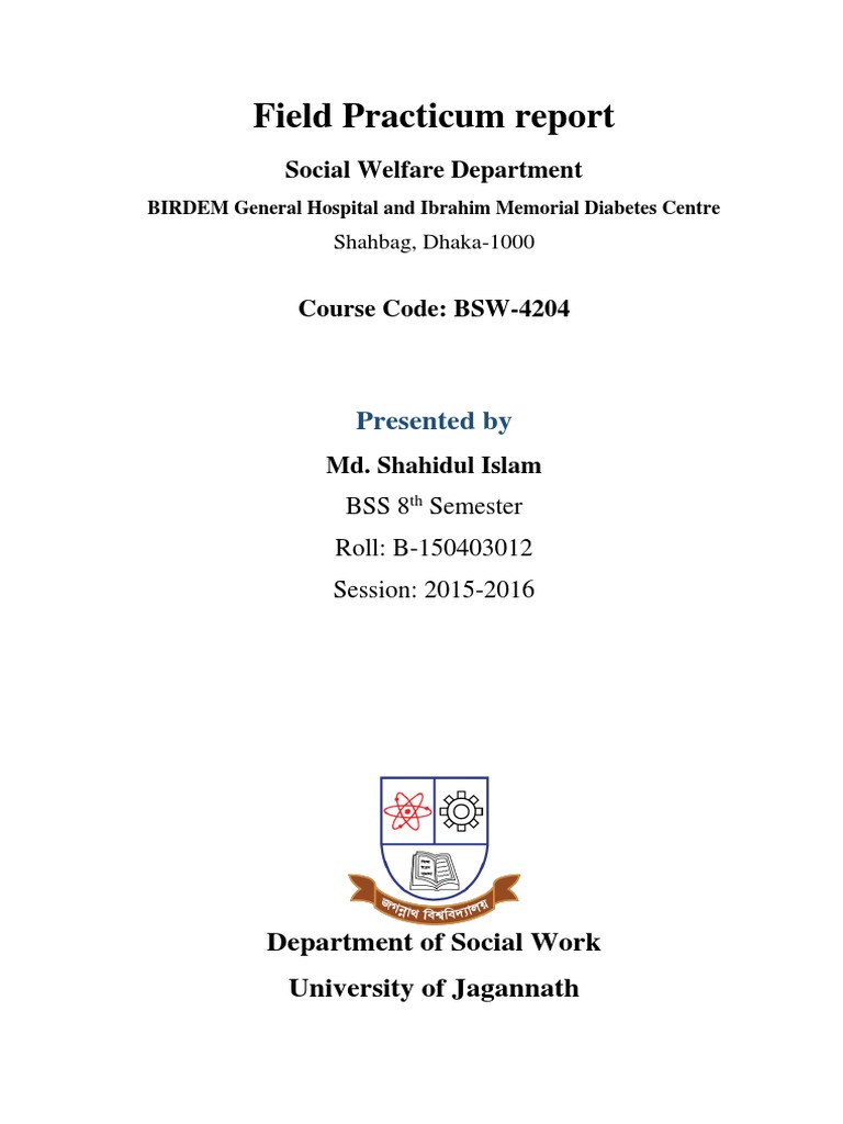 Field Practicum Report: BSW-4204 | PDF | Social Work | Psychotherapy