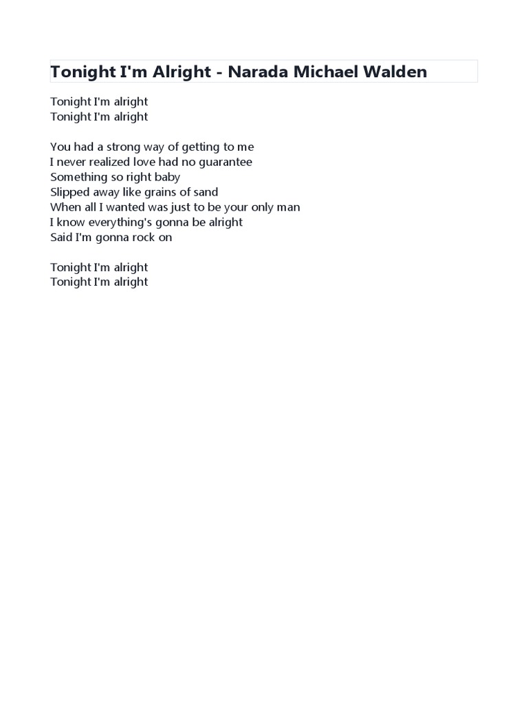 10) Tonight Im Alright | PDF