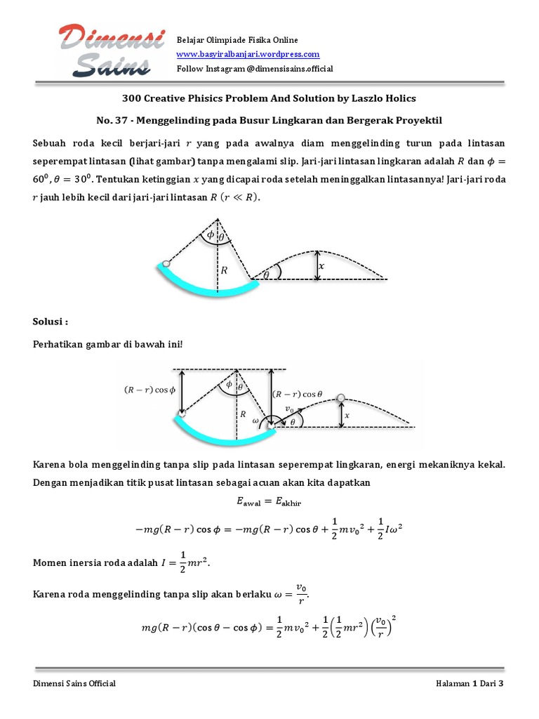 No. 37 Menggelinding Pada Busur Lingkaran Dan Bergerak Proyektil | PDF