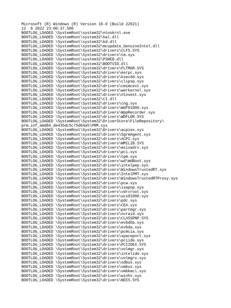Windows 10 Boot Log Analysis | PDF | Intel | Central Processing Unit