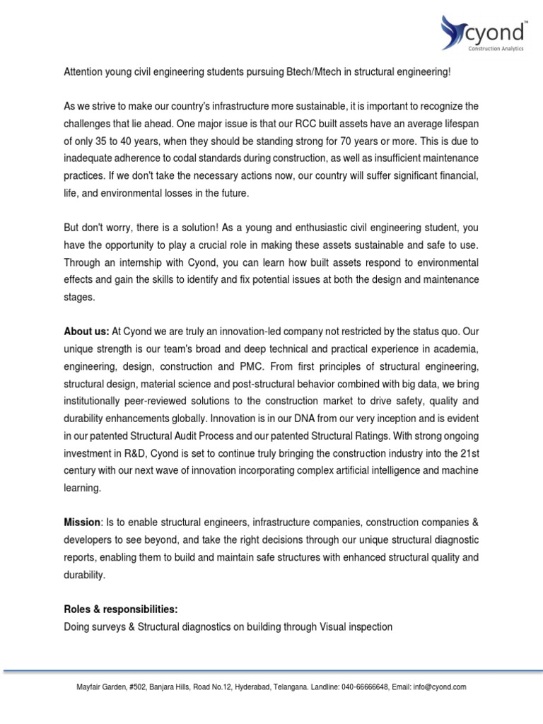 JD - Internship at Cyond | PDF | Engineering | Sustainability