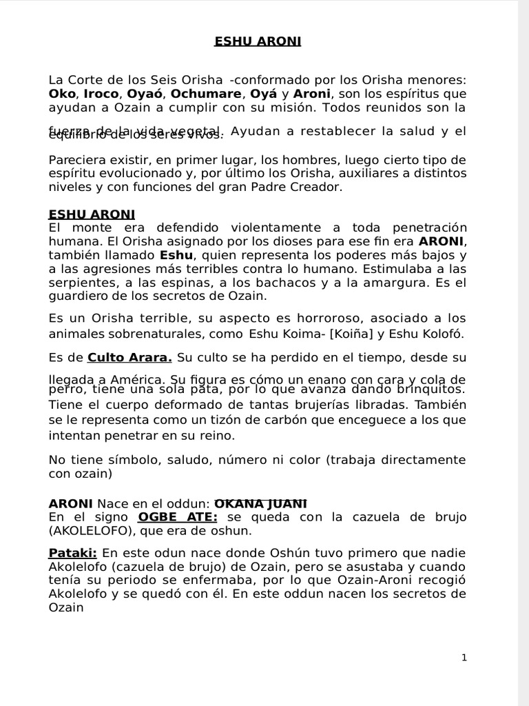 Carga de Eshu Aroni | PDF | Santeria