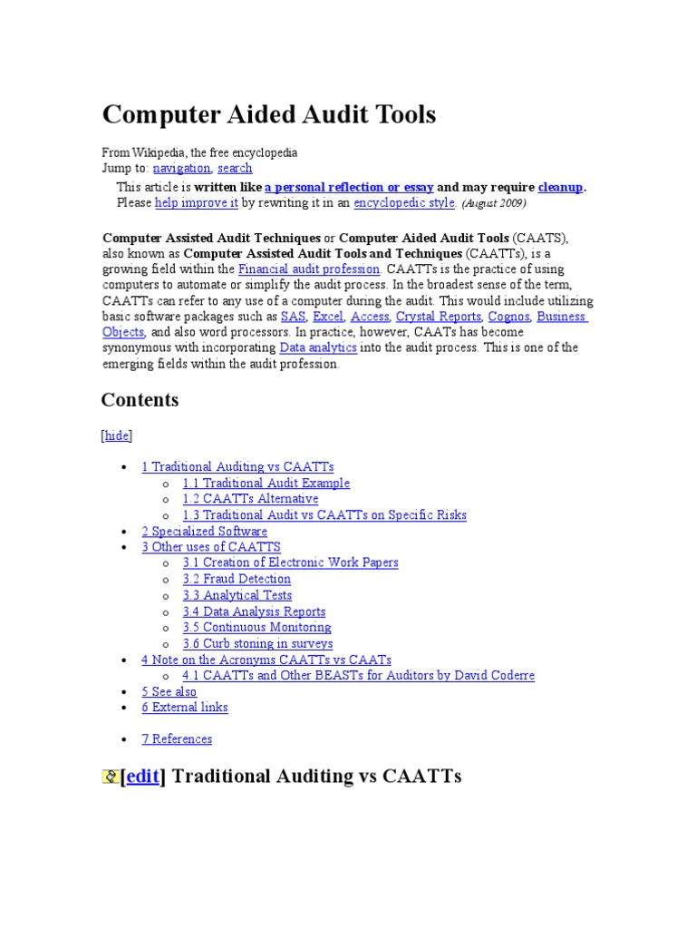 Computer Aided Audit Tools | PDF | Business | Computing