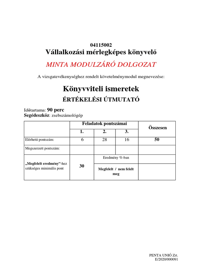 MINTA Vizsgafolgozat - Megoldás | PDF