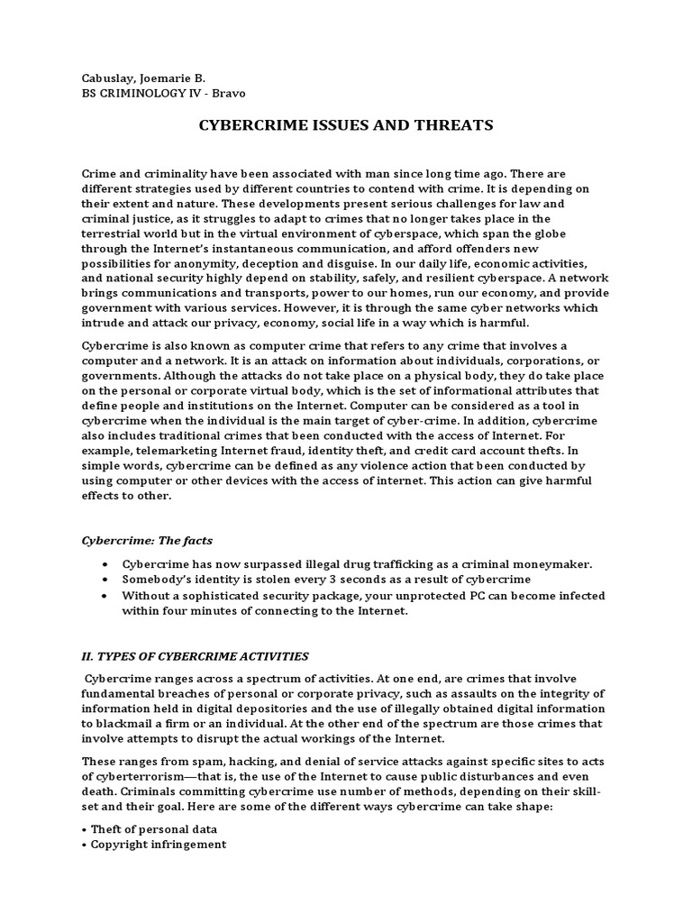 Cybercrime Issues and Threats: Types and Tools | PDF | Security ...
