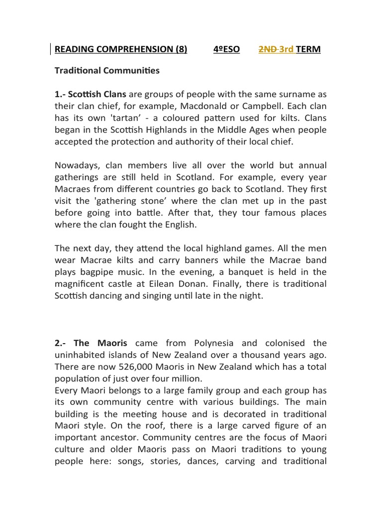 4âº Eso Reading Comprehension 8 - 2ND Term | PDF