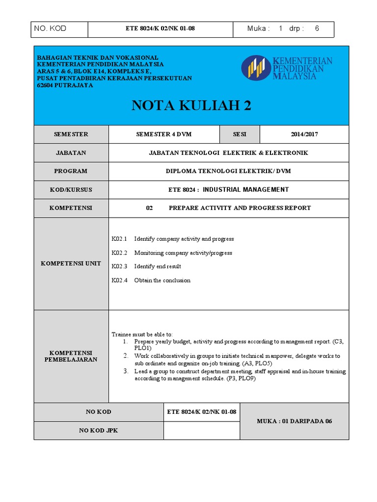 Nota Kuliah 2 | PDF