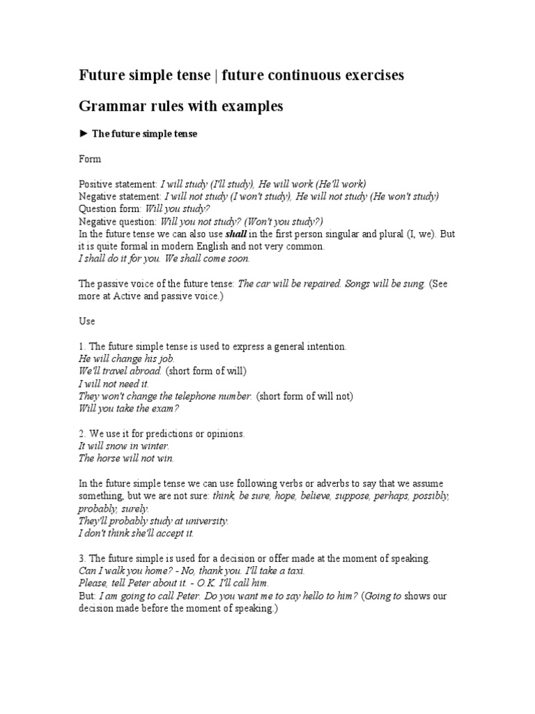 Future Simple Tense | PDF | Grammatical Tense | Verb
