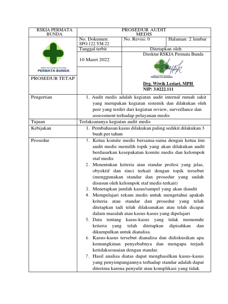 Spo Audit Medis | PDF