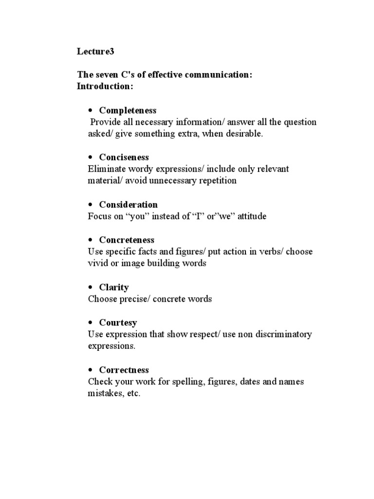 The Seven C's of Effective Communication | PDF