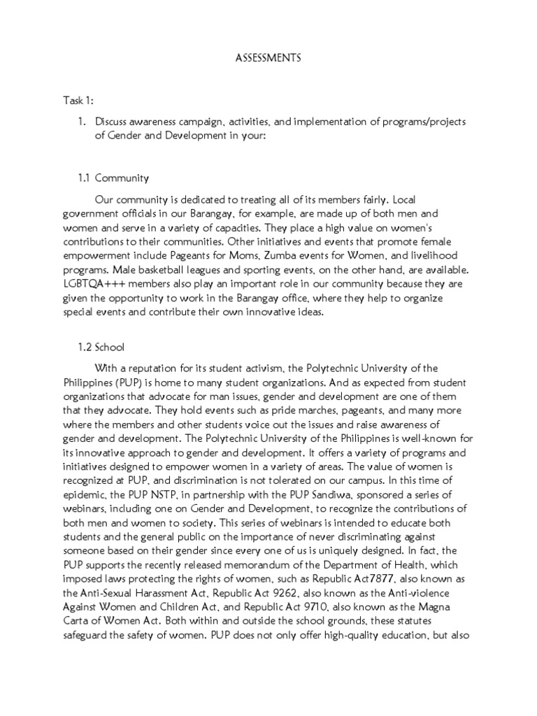 Assessment Module 3 Gender and Development | PDF | Gender And ... Assessment Module 3 Gender and Development | PDF | Gender And ...