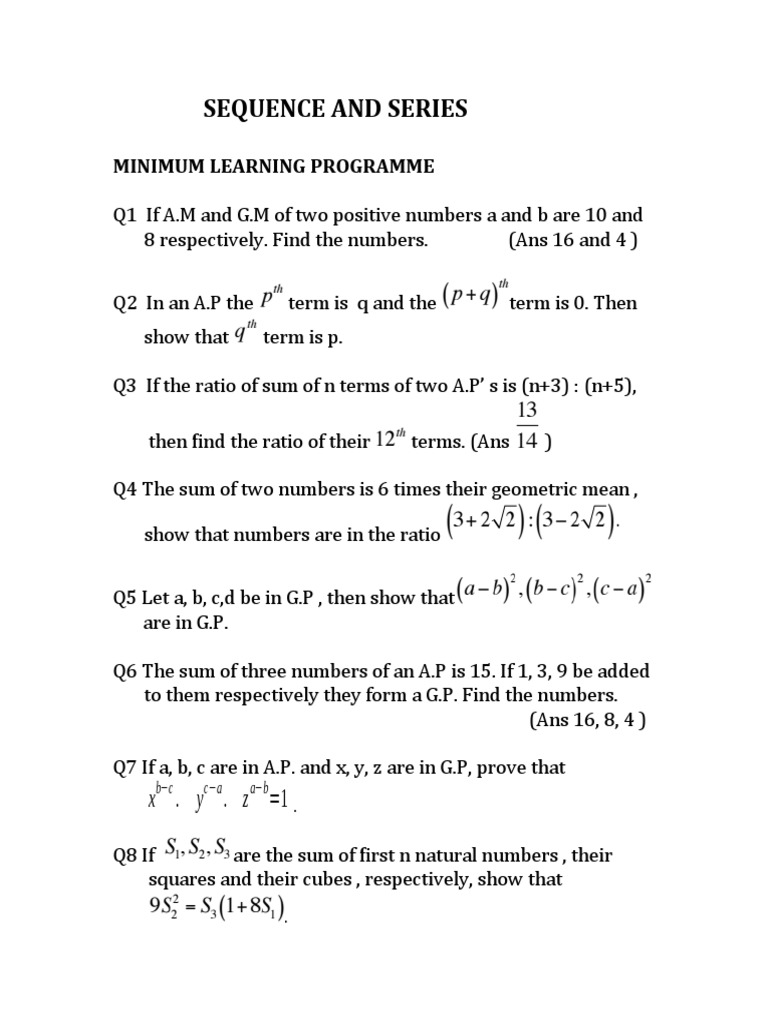 Sequence and Series | PDF | Elementary Mathematics | Mathematics