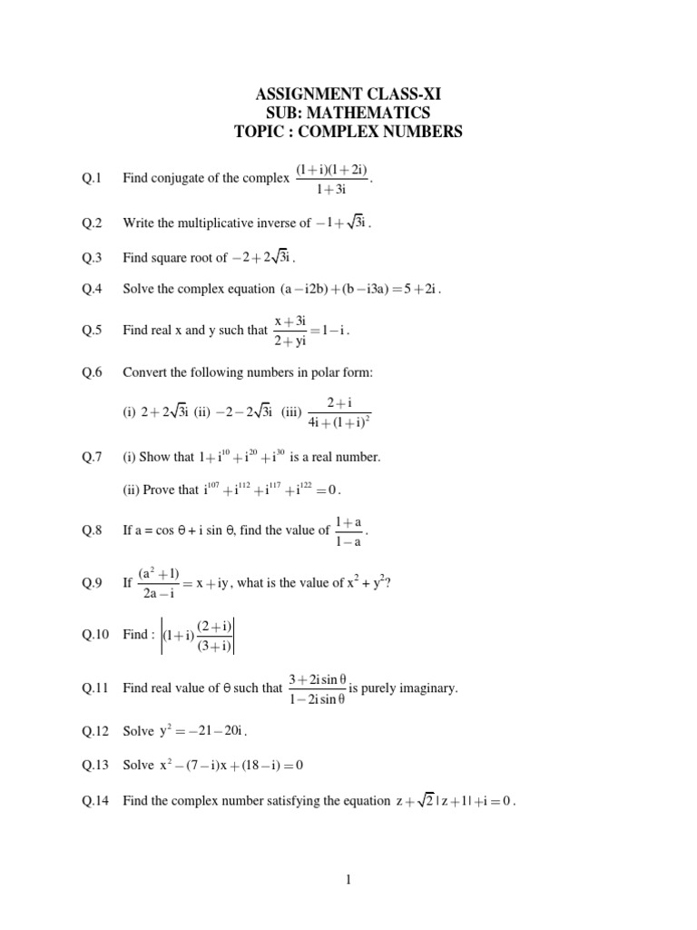 Complex Numbers | PDF | Complex Number | Mathematical Analysis