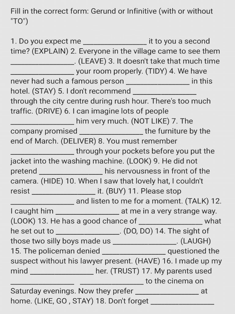 B1 Gerund and Infinitive 1 | PDF