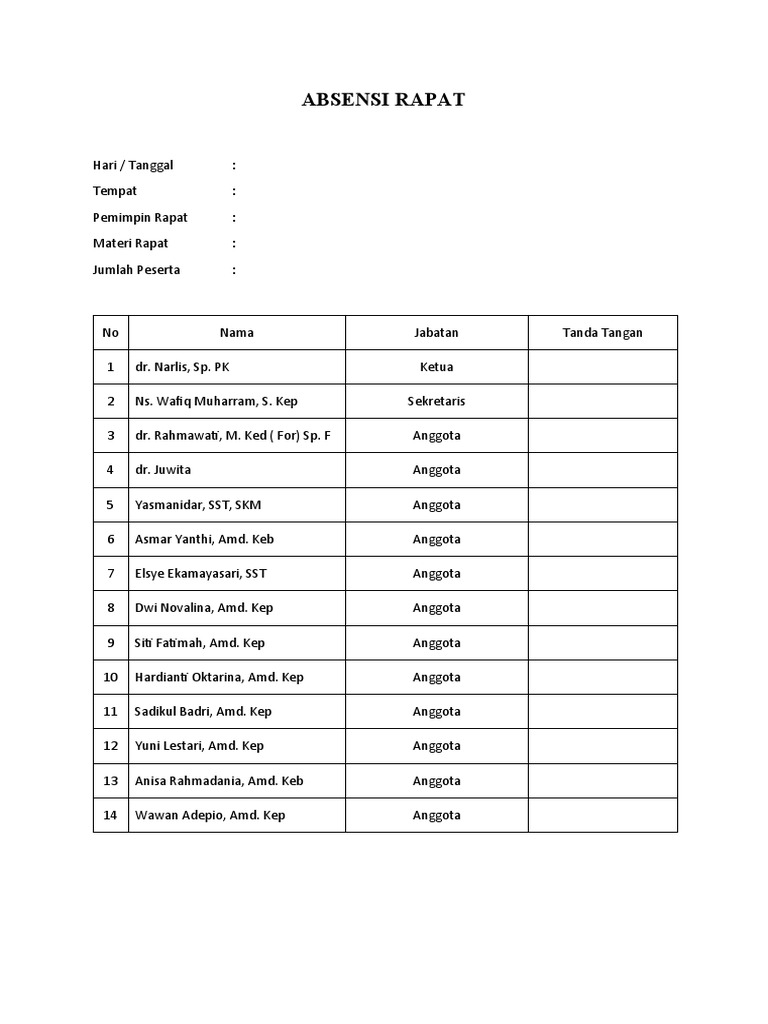 Absensi Rapat | PDF