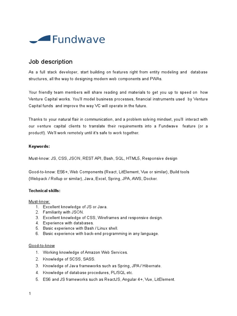 Job Description Full Stack Developer Pdf