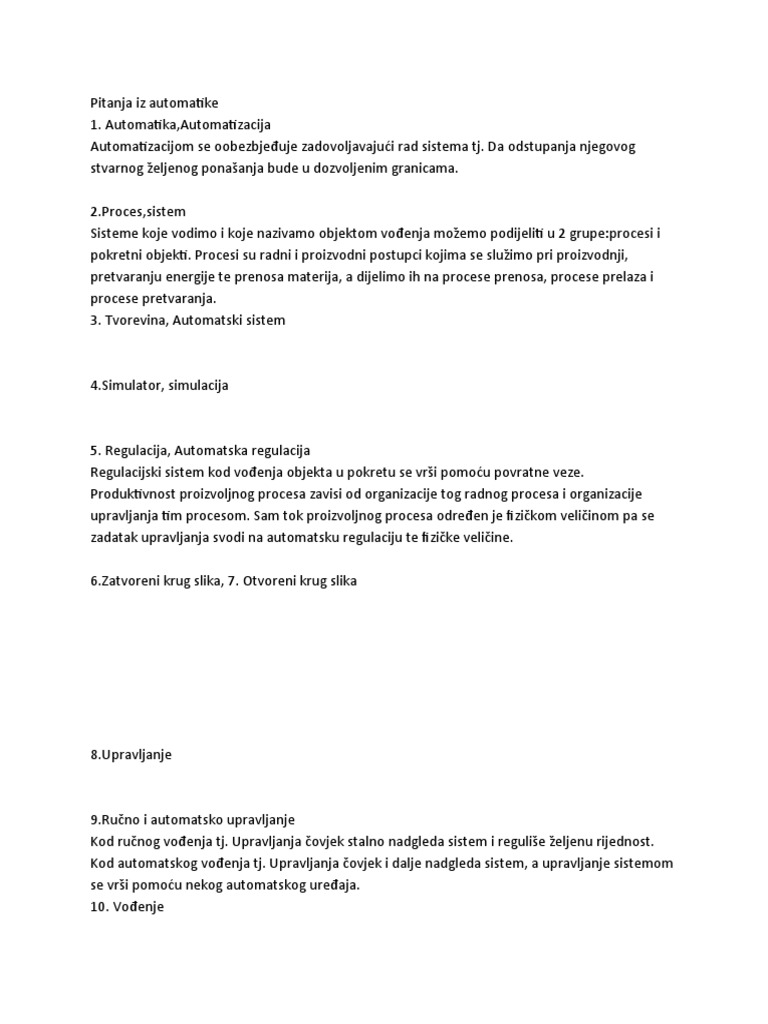 Pitanja Iz Automatike | PDF