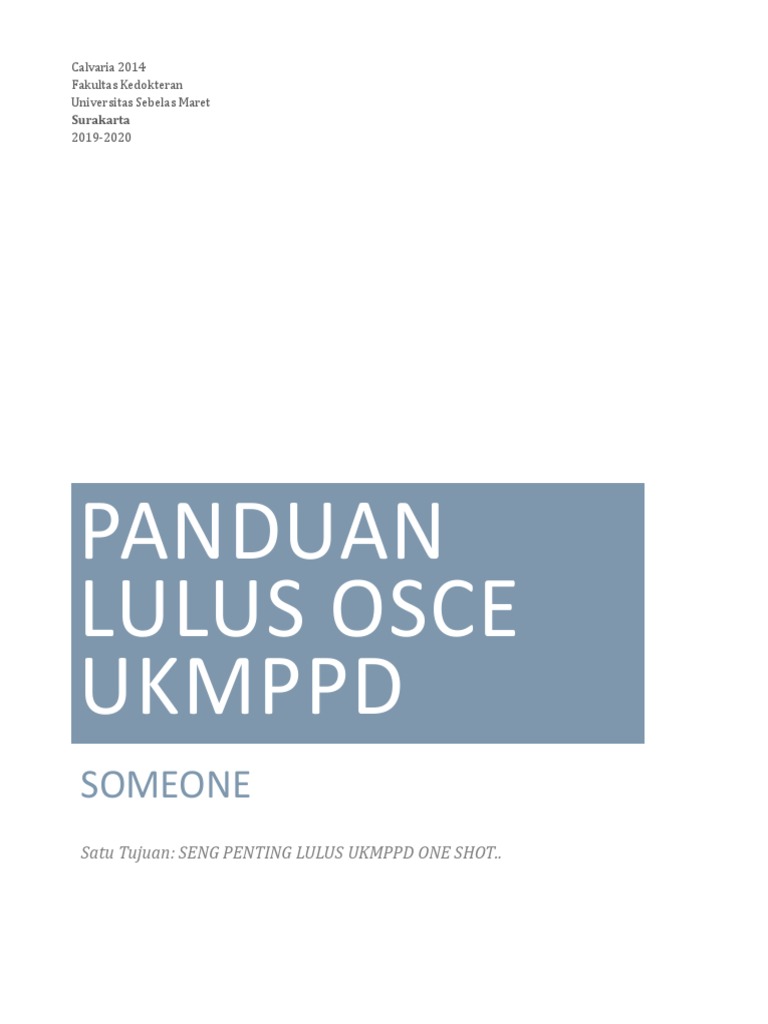 Panduan Lulus Osce Ukmppd | PDF