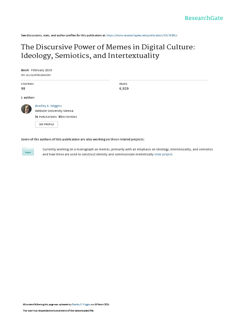 The Discursive Power of Memes in Digital Culture I | PDF | Meme ...