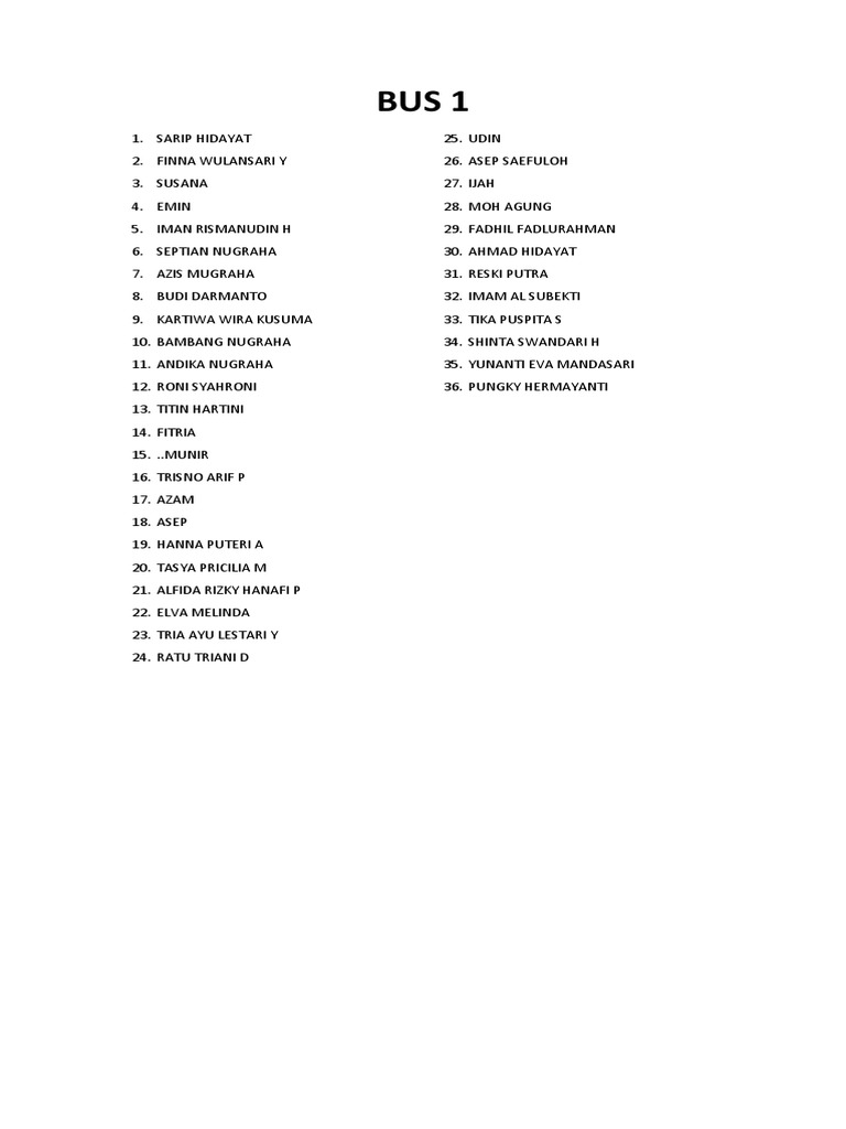 Bus Passenger Lists Overview | PDF