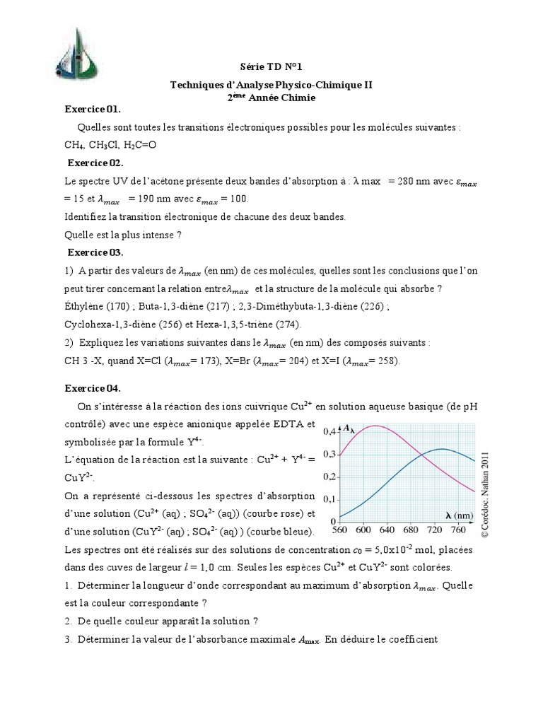 Analyse Spectrale et Transitions Électroniques | PDF | L'absorbance ...
