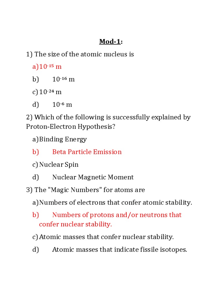 Nuclear and Particle Physics Questions | PDF | Atomic Nucleus | Nuclear ...