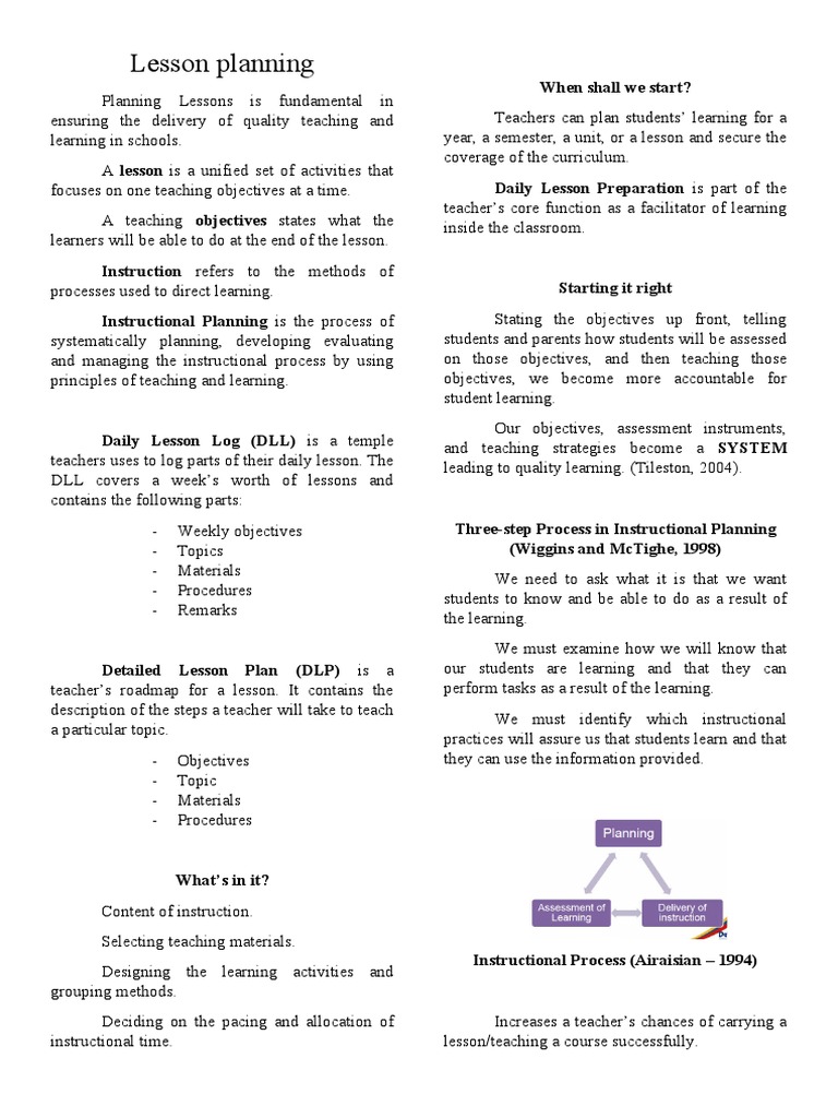 Lecture Lesson Planning | PDF | Learning | Educational Assessment