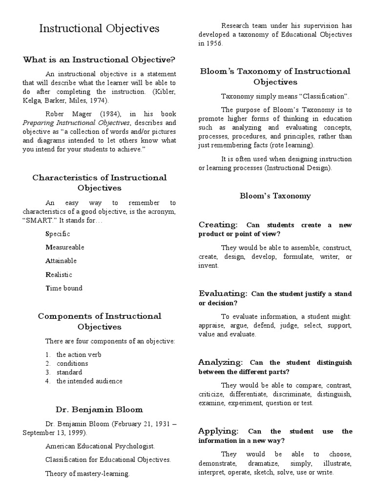 Lecture Instructional Objectives Pdf Cognition Learning