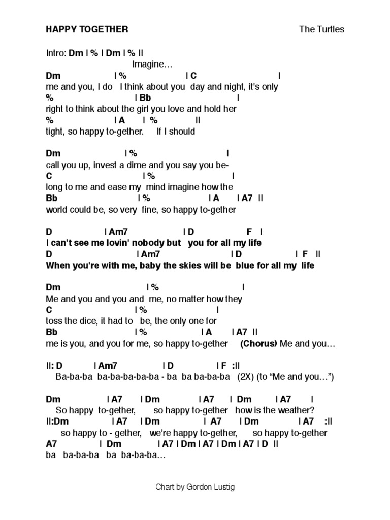 Happy Together Lyric - Chord | PDF