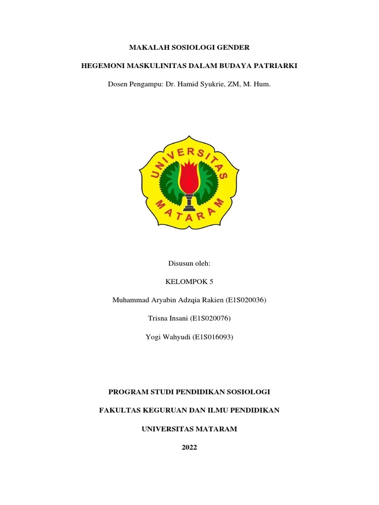 KLP 5 Sosgen - Hegemoni Maskulinitas Dalam Budaya Patriarki | PDF