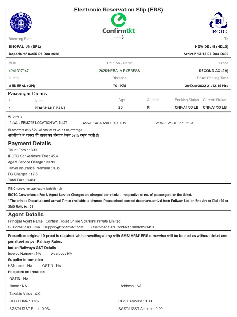 Train Ticket TK276803780z42 | PDF | Identity Document