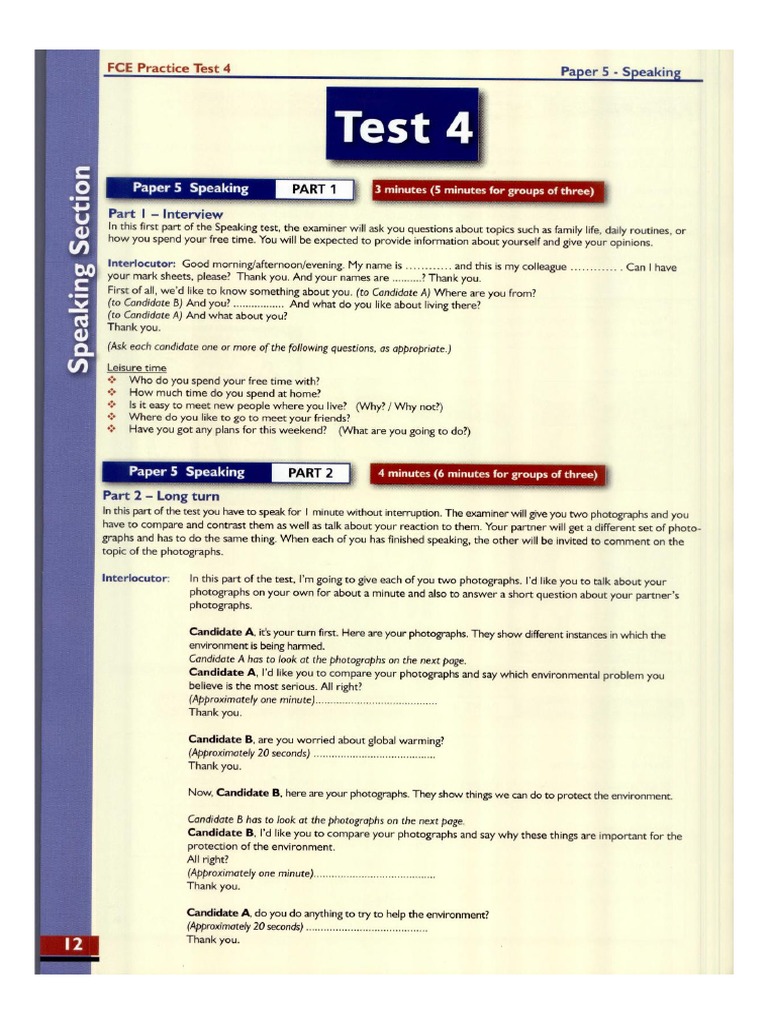 Speaking Practice FCE | PDF