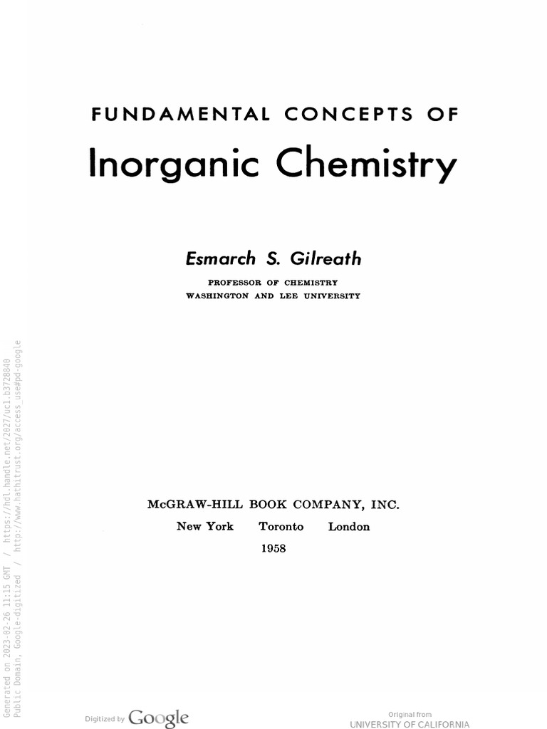 Inorganic Chemistry Basics 1958 | PDF | Science & Mathematics