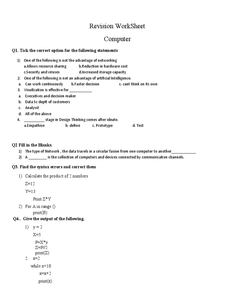 Revision Class 8 IT | PDF
