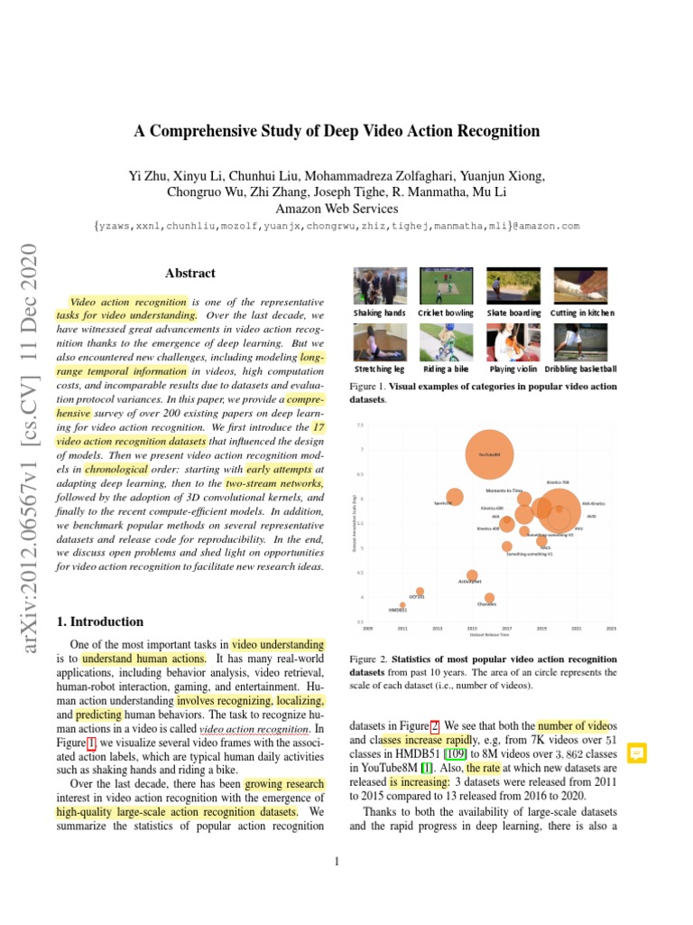 A Comprehensive Study of Deep Video Action Recognition | PDF | Deep ...
