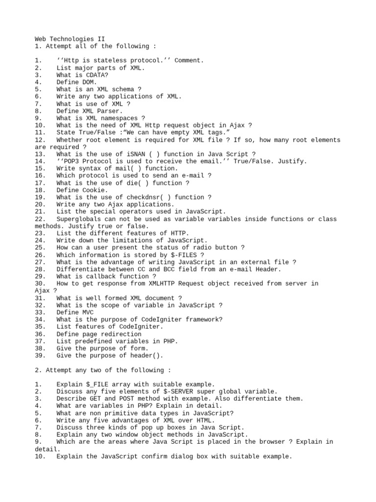 PHP Que Bank | PDF | Xml | Ajax (Programming)