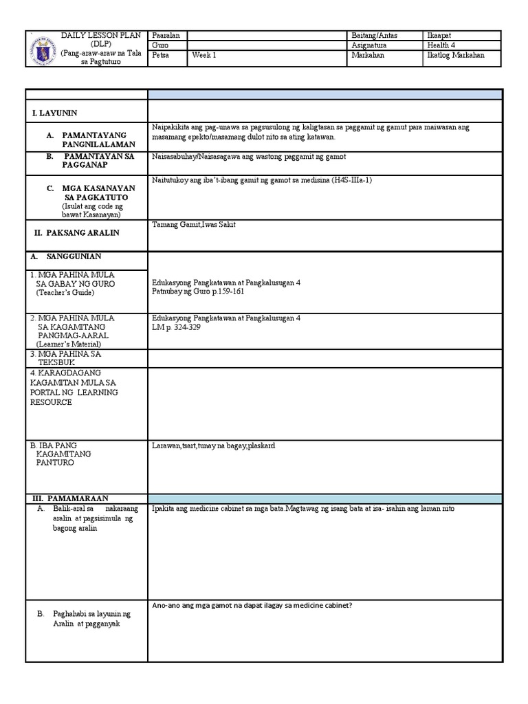 Dlp-Health 4-Q3-Week 1 | PDF