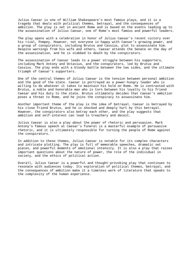Julius Caesar - Critical Analysis | PDF | Julius Caesar | Mark Antony