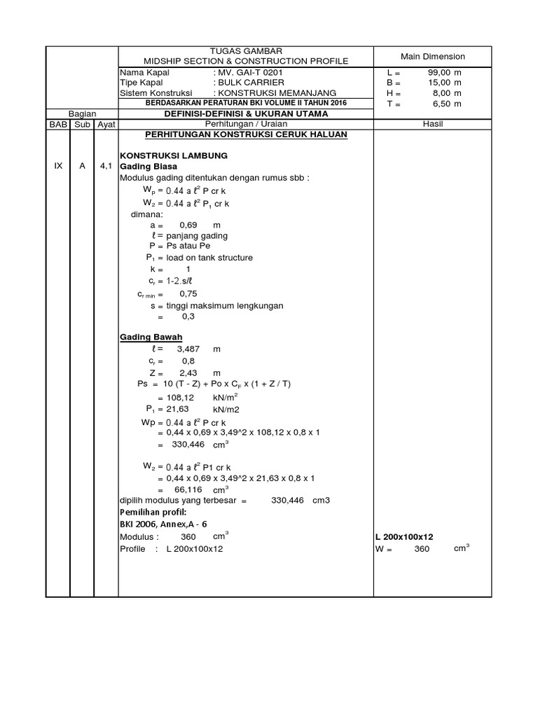 Desain Konstruksi MV. GAI-T 0201 | PDF